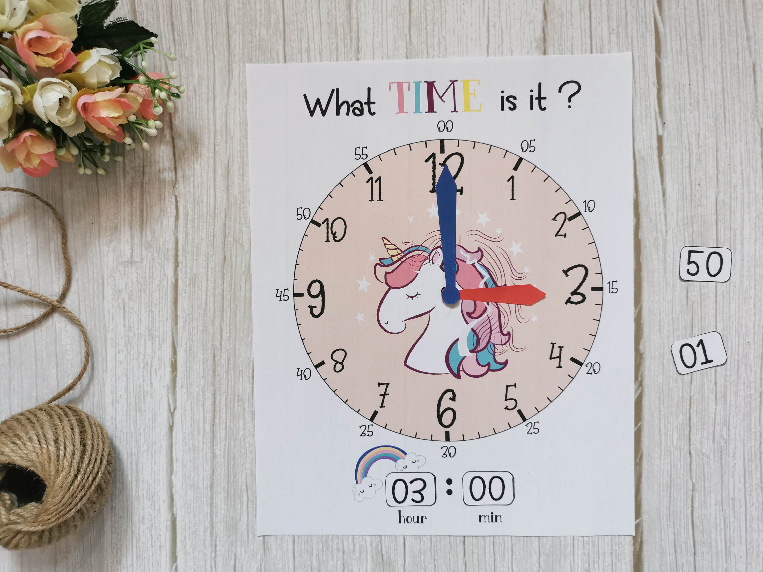 Printable Clock for Preschool, Telling the Time, Clock Learning ...