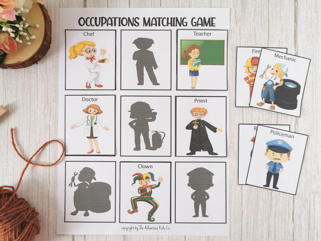 Preschool Career Matching Game Printable, Occupation Learning Printable ...
