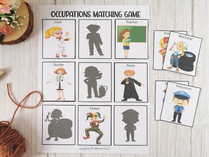 Preschool Career Matching Game Printable, Occupation Learning Printable ...