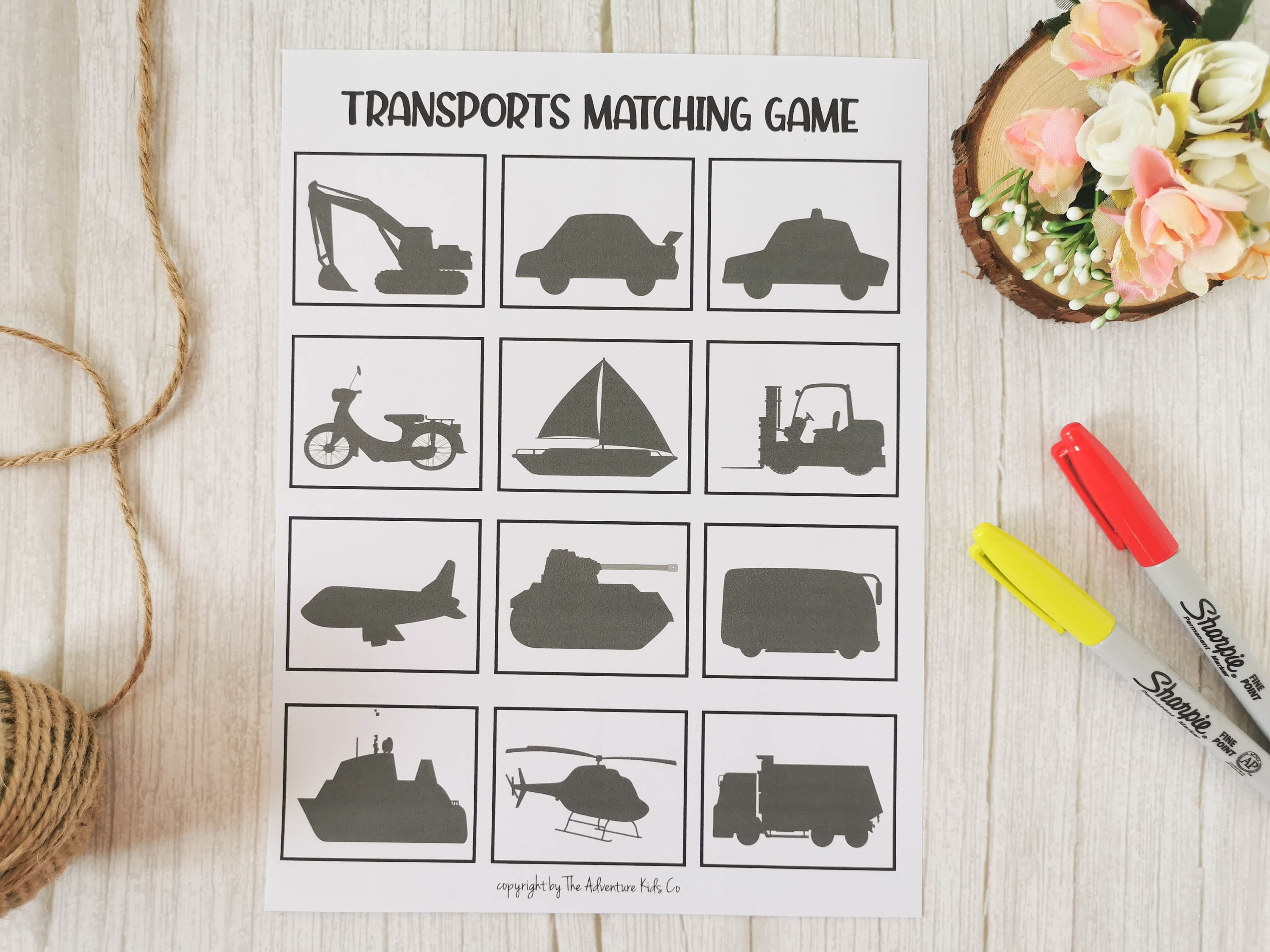Preschool Printable Activity, Preschool Transports Matching Game ...