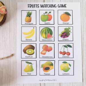 Preschool Fruit Matching Game Printable, Fruit Learning Printable ...