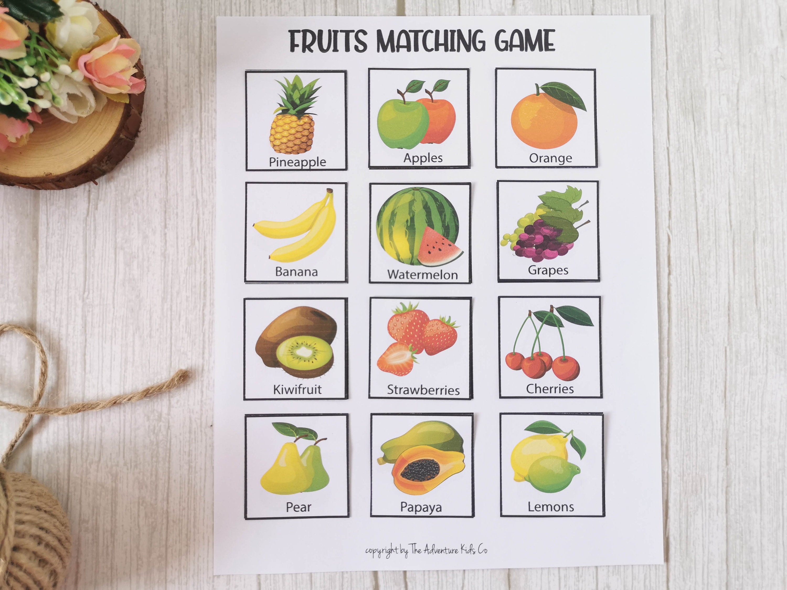 Preschool Fruit Matching Game Printable, Fruit Learning Printable ...