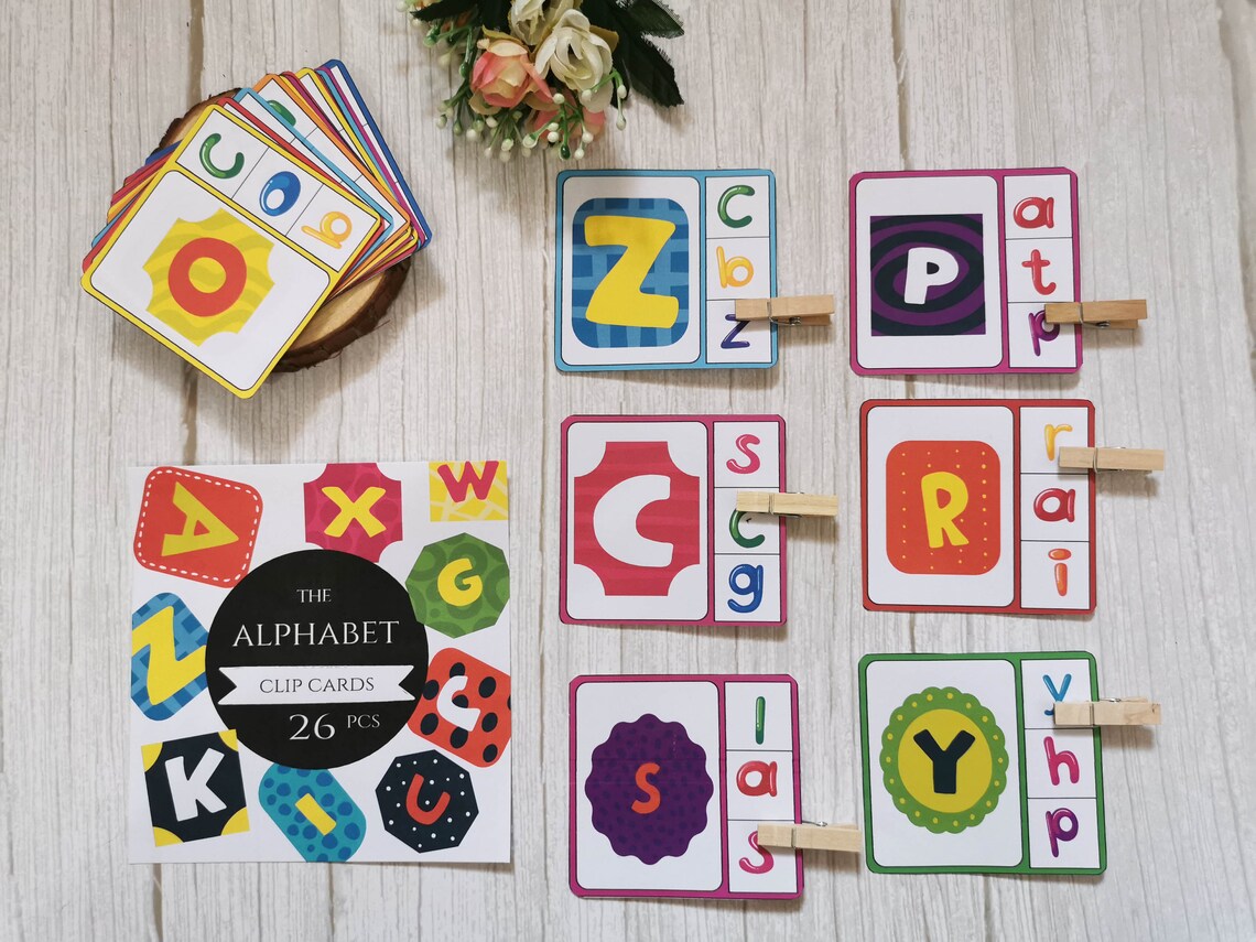 Alphabet Clip Cards Printables, Nursery Alphabet Cards, Printable ABC ...