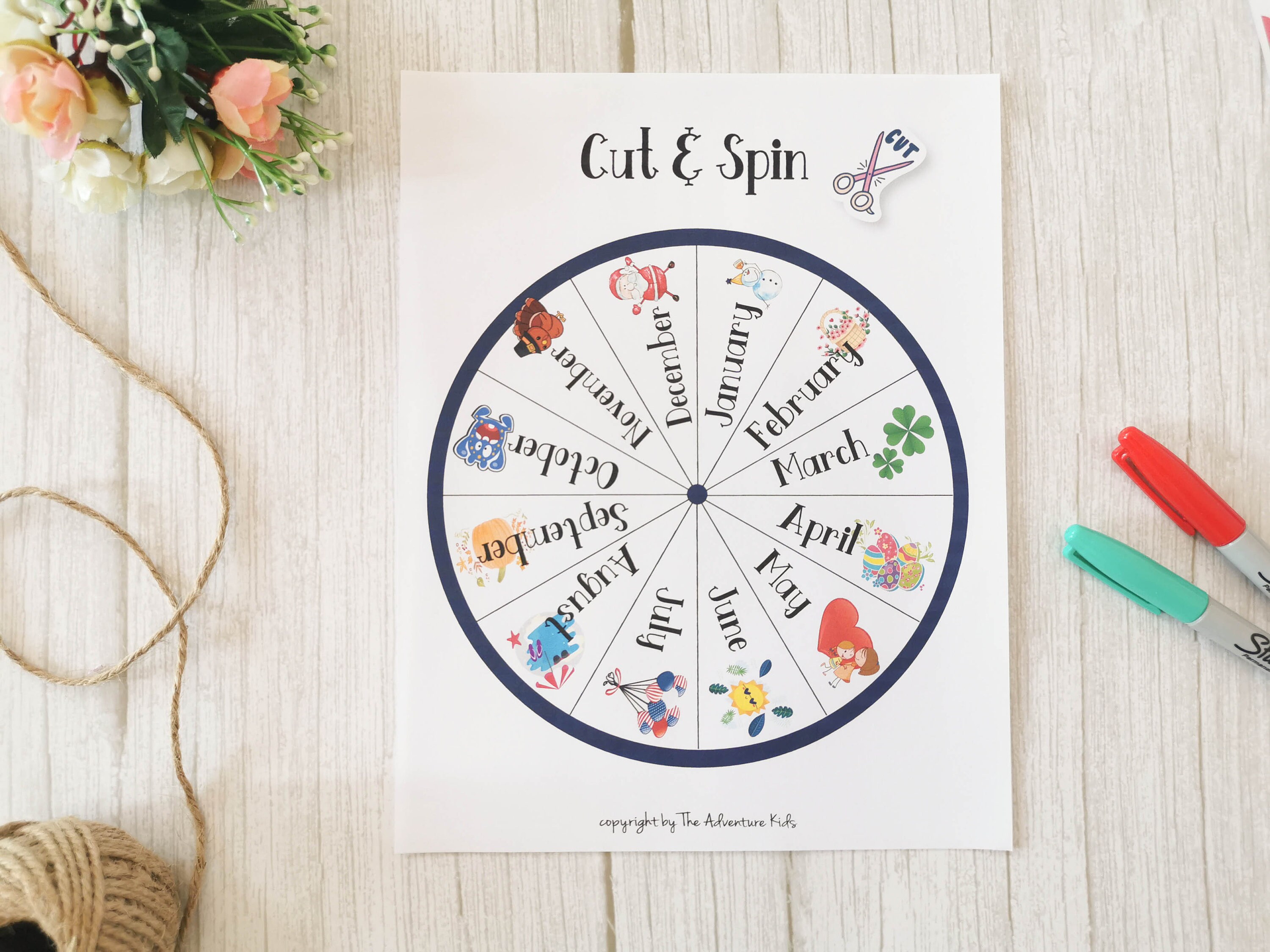 Preschool Months of the Year Printable Wheel, Preschool Calendar, Kids ...