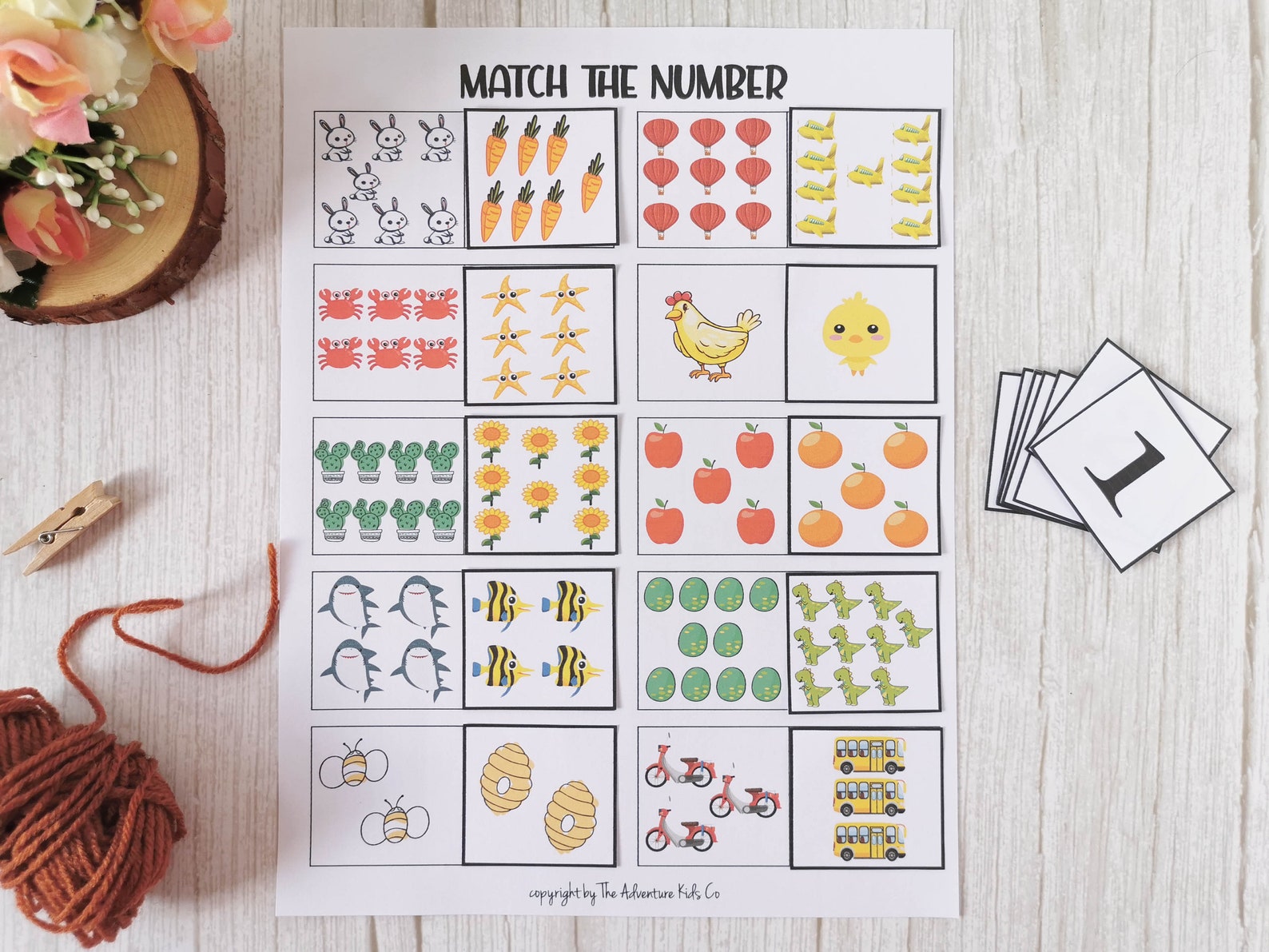 Preschool Number Counting Printable Activity, Number Matching Printable ...