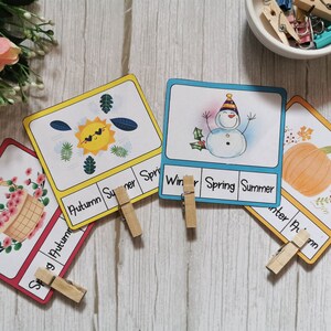 Four Seasons Learning Clip Cards, Seasons Printable, Spring Summer Fall ...