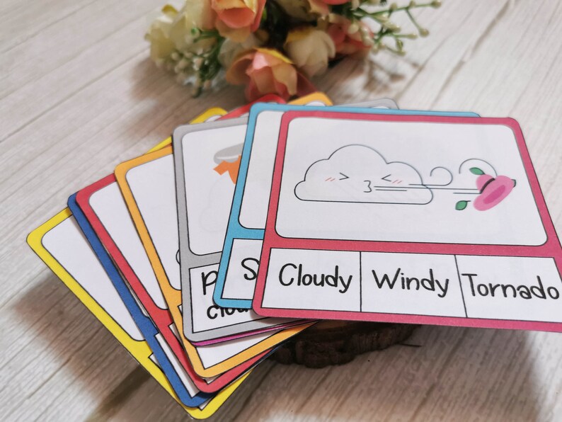 Weather Printable Clip Cards, Printable Weather Card, Weather Learning ...