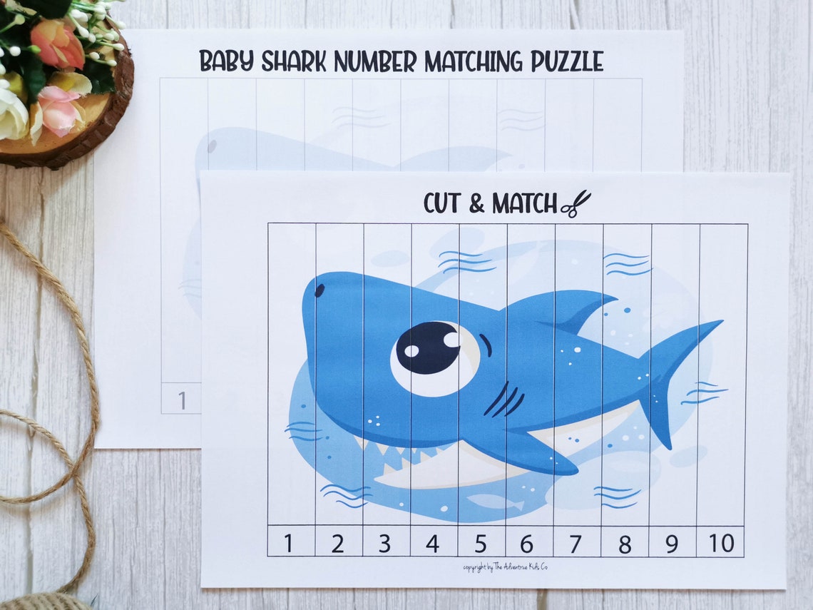 Baby Shark Number Sequence Puzzle Preschool Number Puzzle | Etsy
