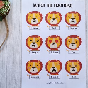 Preschool Lion Match the Emotions Printables, Matching Game Printable ...