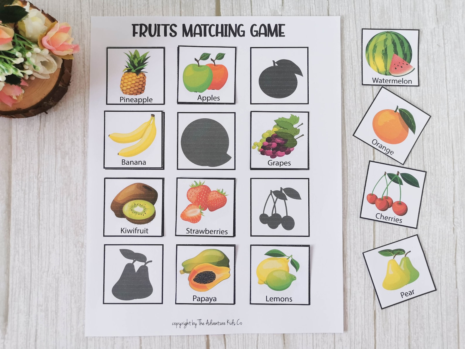 Preschool Fruit Matching Game Printable, Fruit Learning Printable ...
