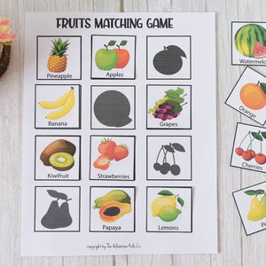 Preschool Fruit Matching Game Printable, Fruit Learning Printable ...