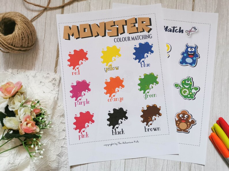 Monster Colour Matching Printables Worksheet, Colour Matching Game ...