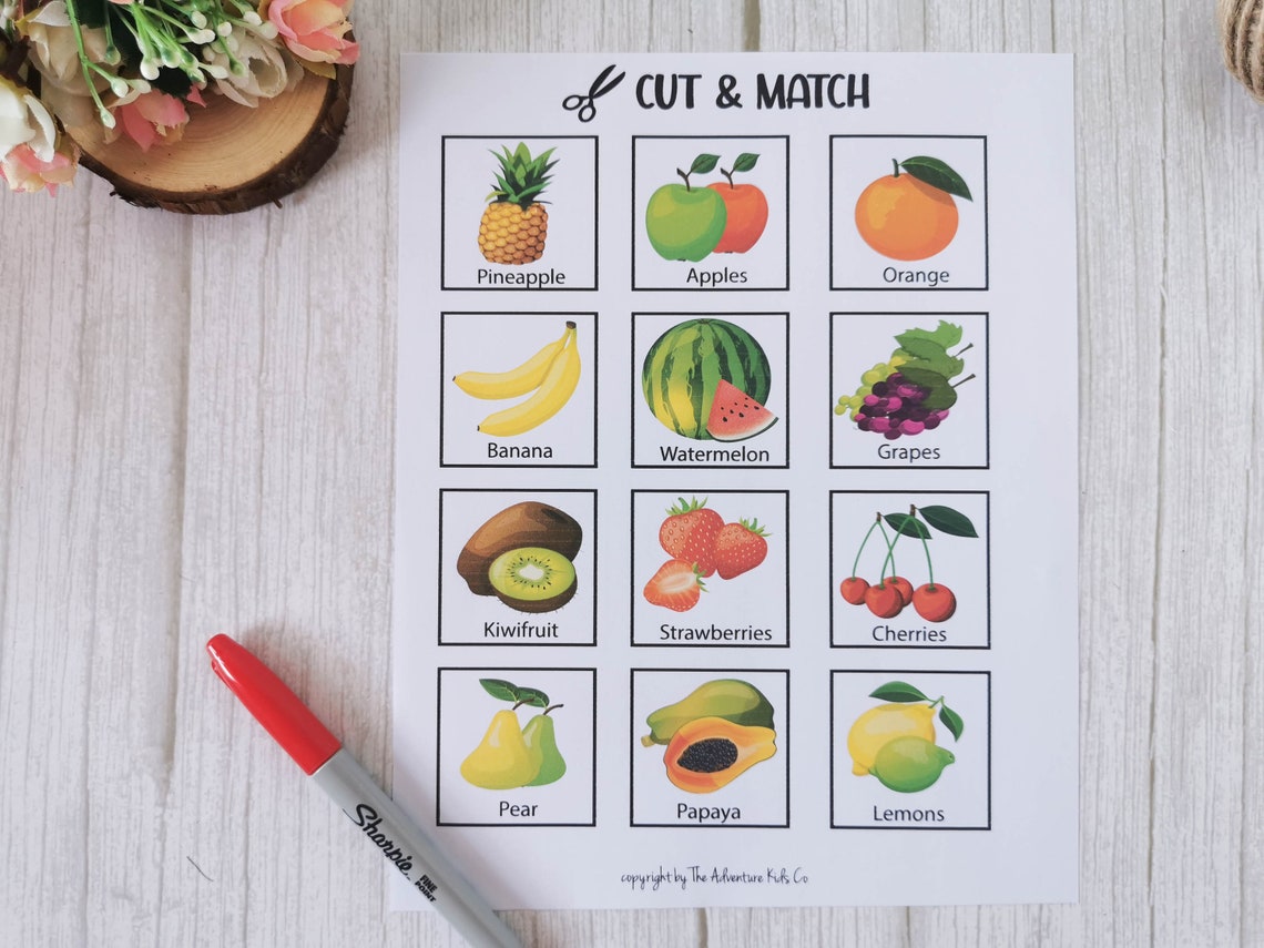 Preschool Fruit Matching Game Printable, Fruit Learning Printable ...