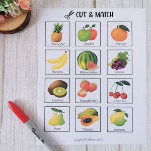 Preschool Fruit Matching Game Printable, Fruit Learning Printable ...