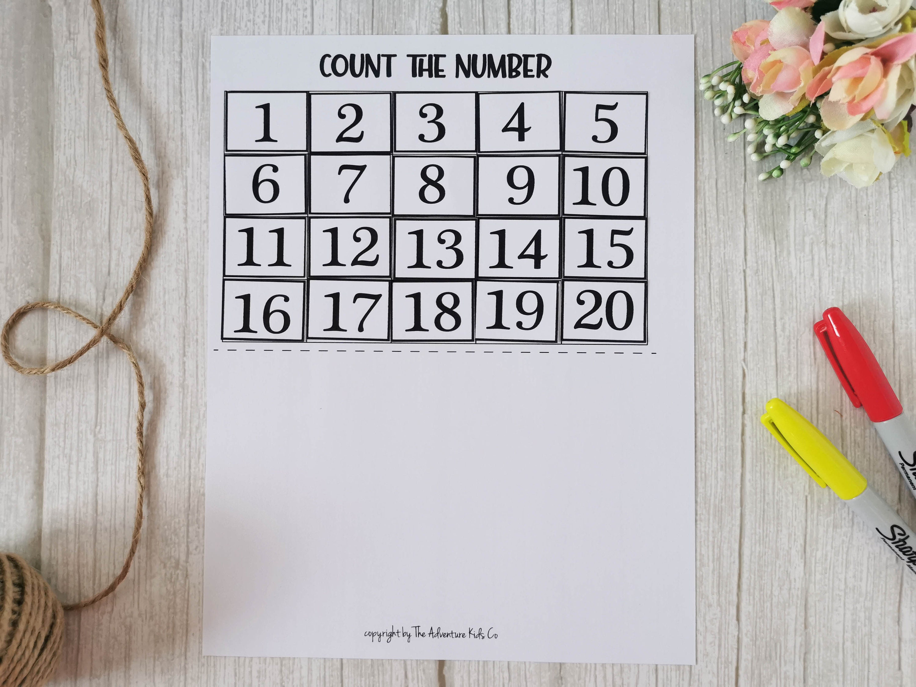Preschool Number Counting Printable Activity, Count to 20 Printable ...