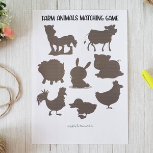 Preschool Farm Animals Matching Game Printable, Match the Farm Animals ...