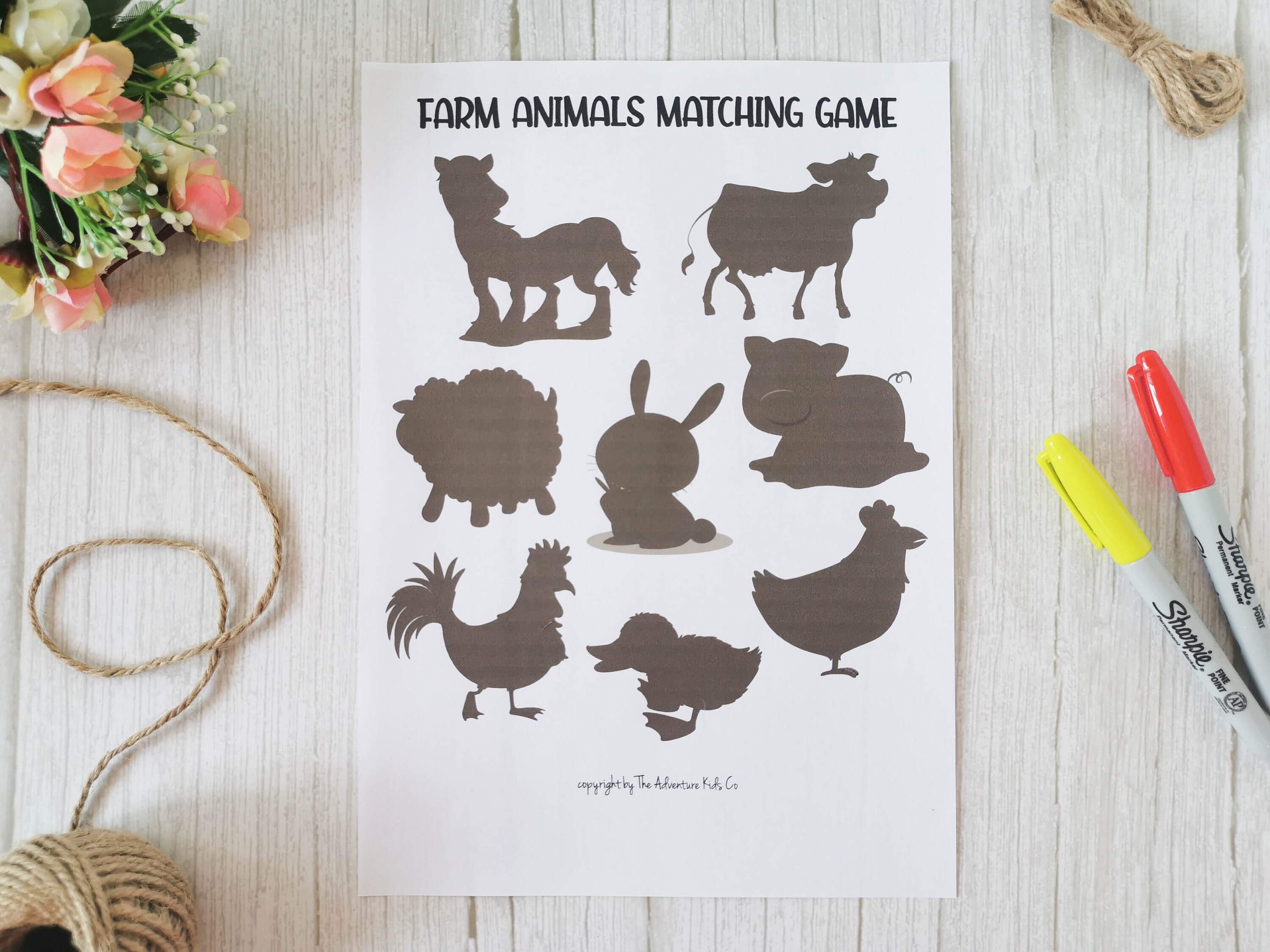 Preschool Farm Animals Matching Game Printable, Match the Farm Animals ...