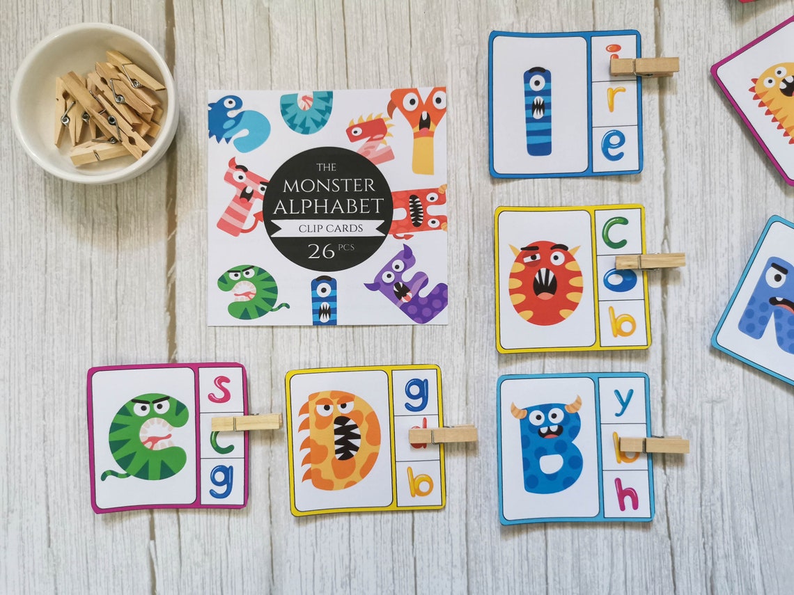 Monster Alphabet Clip Cards Printable, Monster Alphabet Flash Cards ...