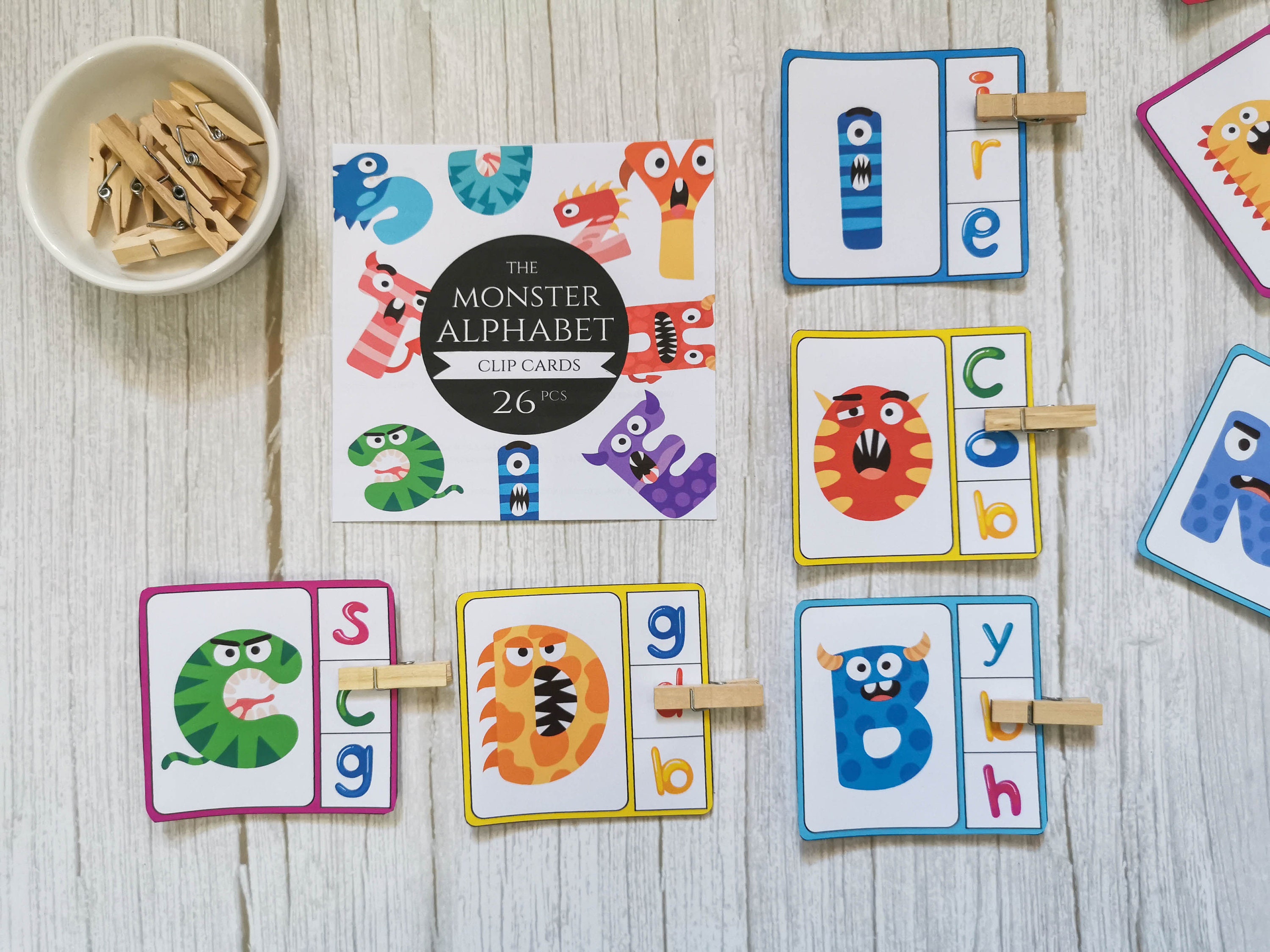 Monster Alphabet Clip Cards Printable, Monster Alphabet Flash Cards ...
