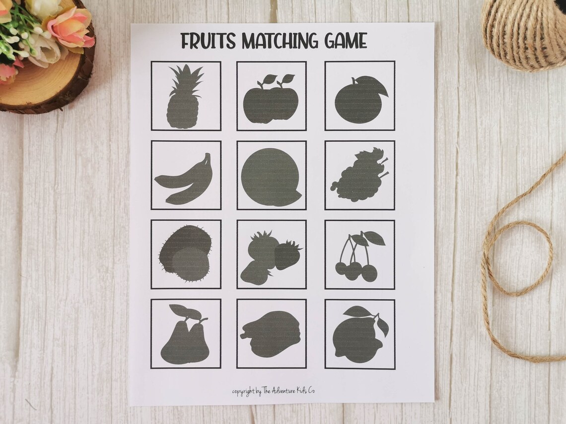 Preschool Fruit Matching Game Printable, Fruit Learning Printable ...