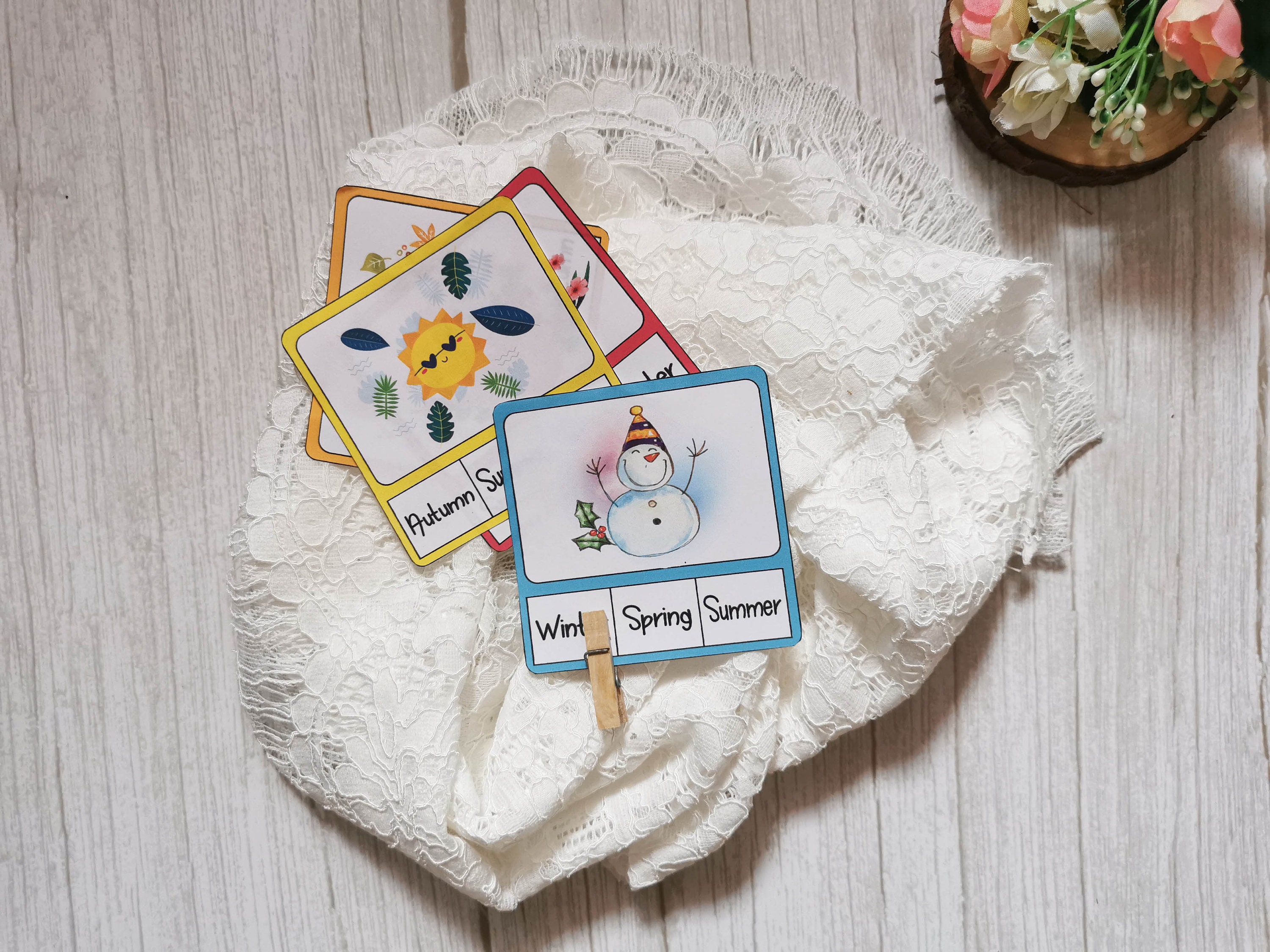 Four Seasons Learning Clip Cards, Seasons Printable, Spring Summer Fall ...