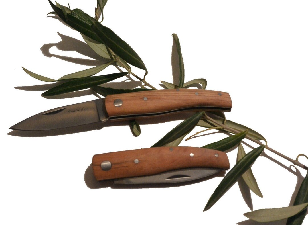Small Folding Knife Leisure Blade Steel Handle Olive Wood - Etsy