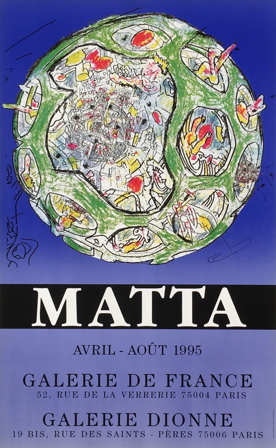 Roberto MATTA Poster of the Gallery of France 1995 - Etsy