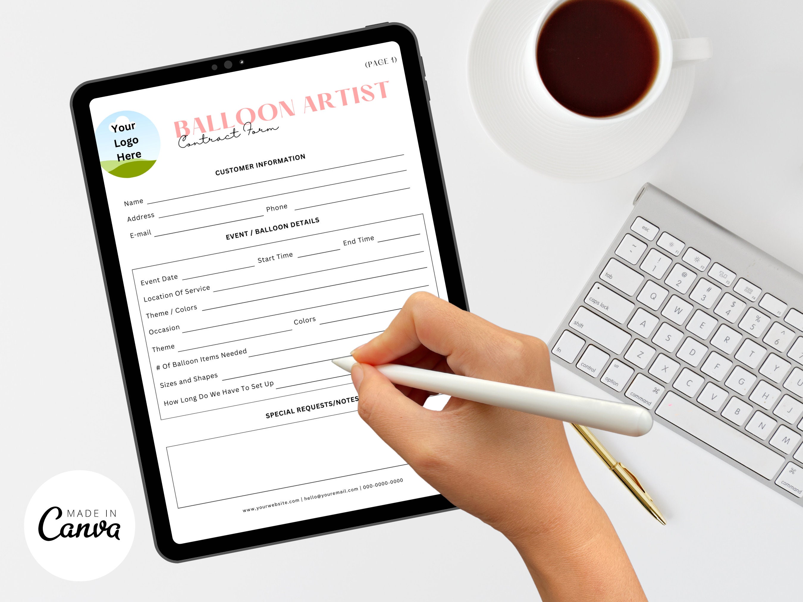 Balloon Artist Contract Canva Template, Balloon Order Form, Balloon ...