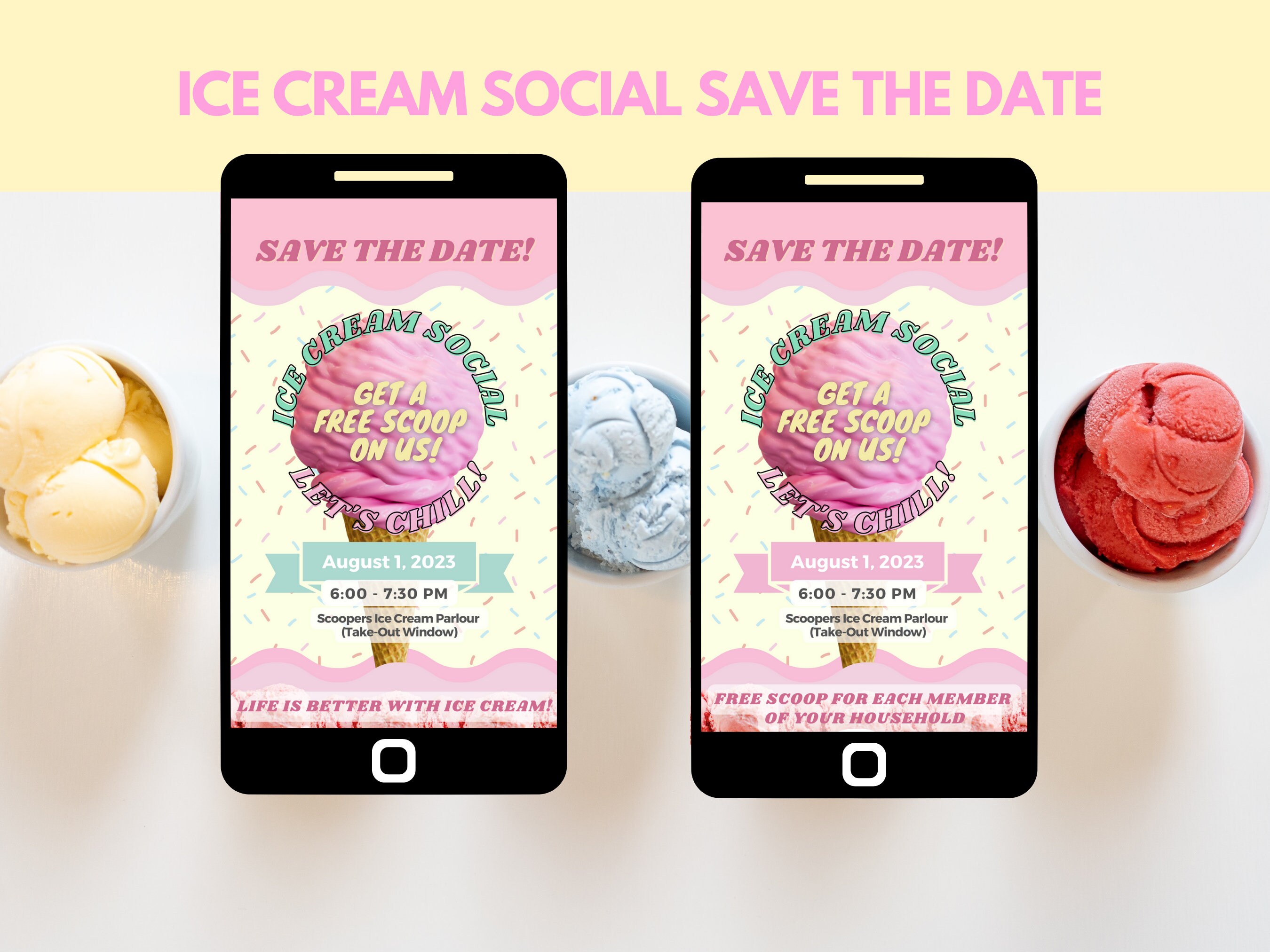 Editable Ice Cream Social Invitation, Save the Date, Client ...