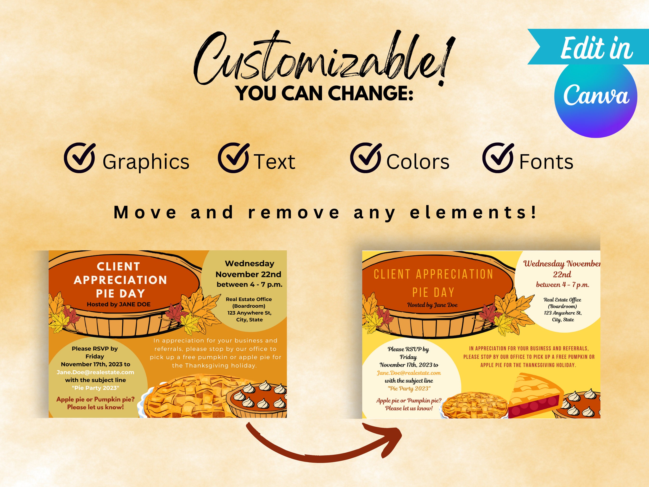 Editable Pie Party Invitation, Pie Day Party, Small Business, Client ...