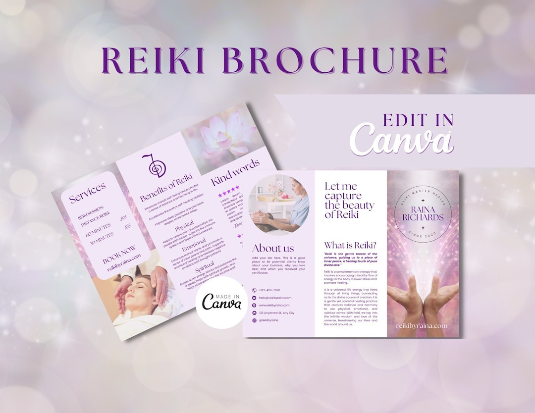Reiki Brochure Template: Editable Canva Design (US Letter) - Etsy