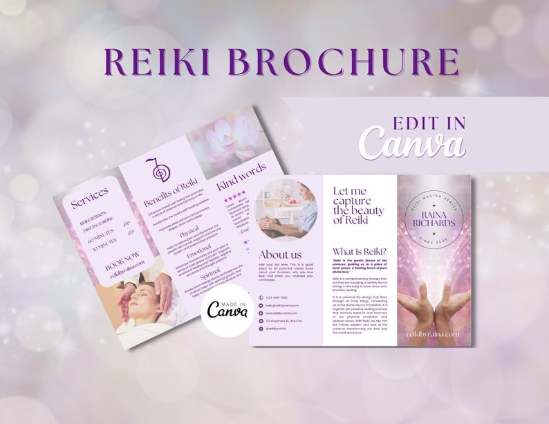 Reiki Brochure Template: Editable Canva Design (US Letter) - Etsy