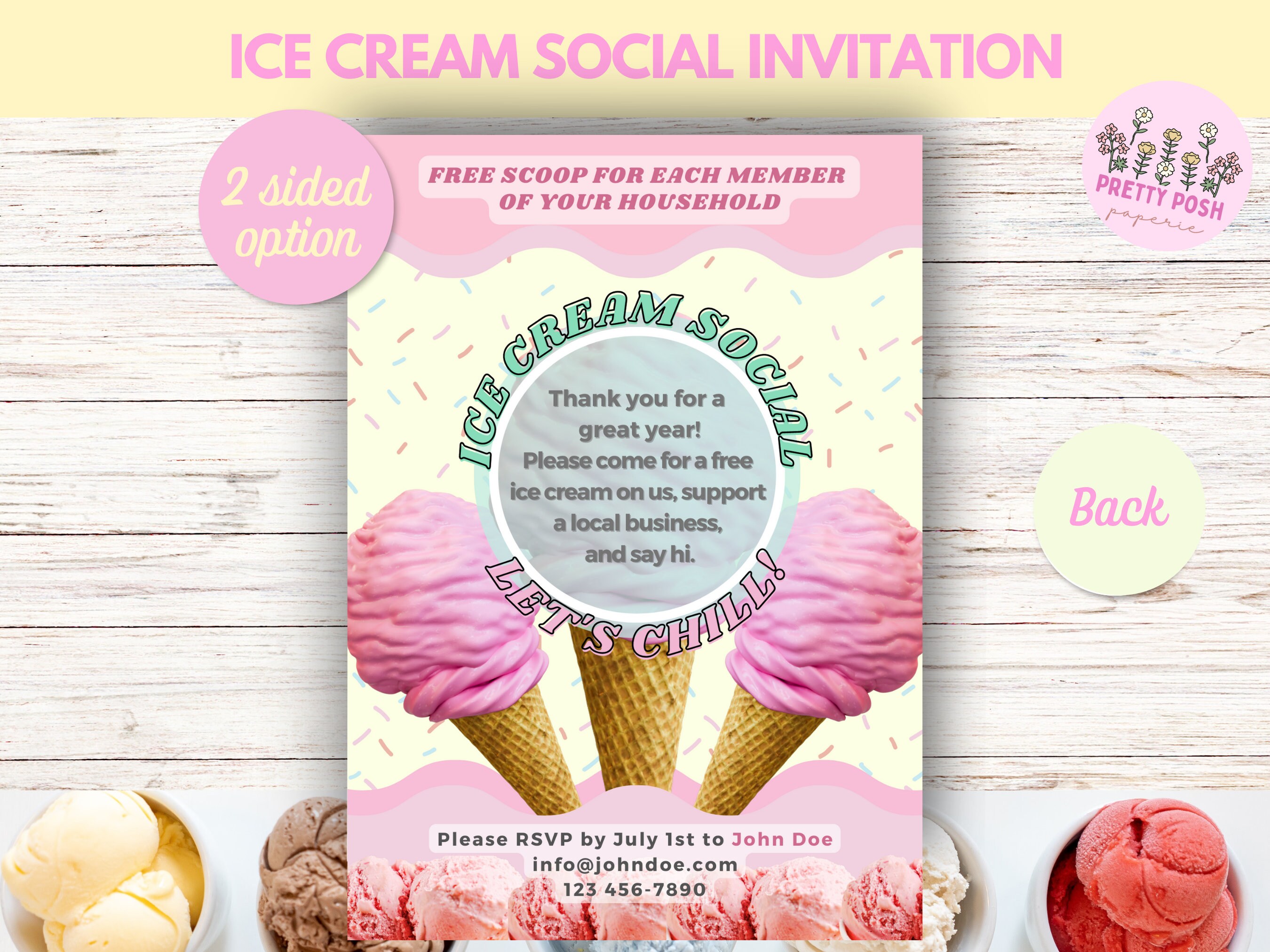 Editable Ice Cream Social Invitation, Save the Date, Client ...