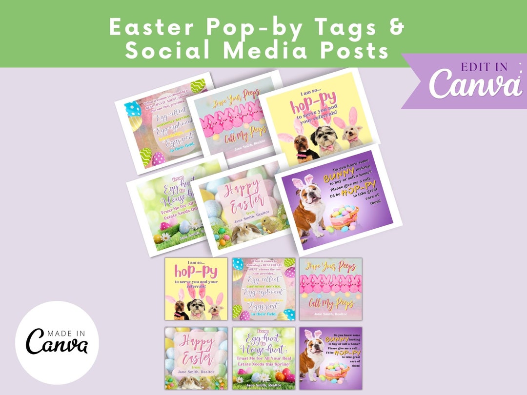 Easter Social Media Posts,easter Real Estate Pop by Tags,editable ...