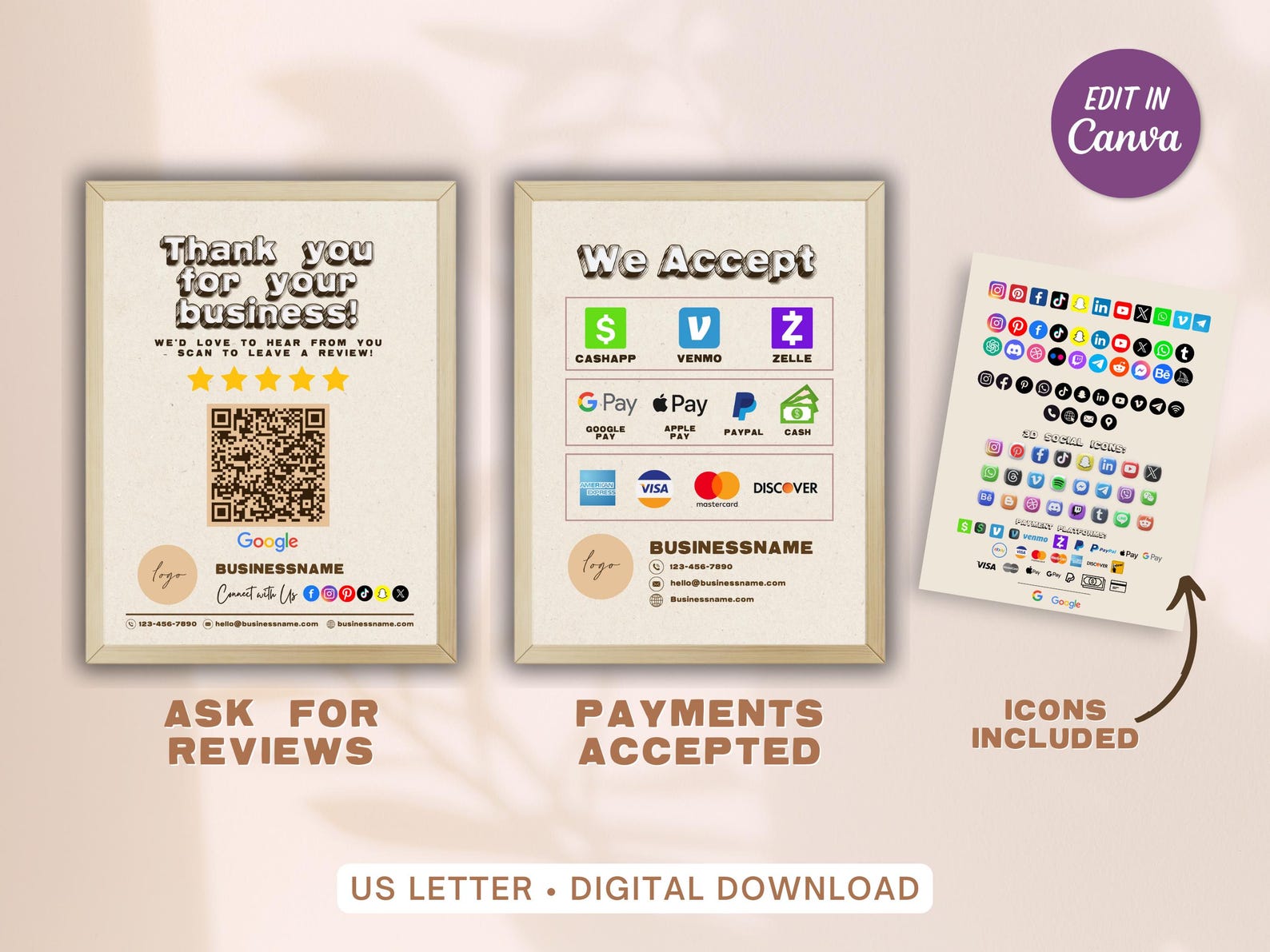 Qr Code Sign for Small Business, Price List Template, Editable Small ...