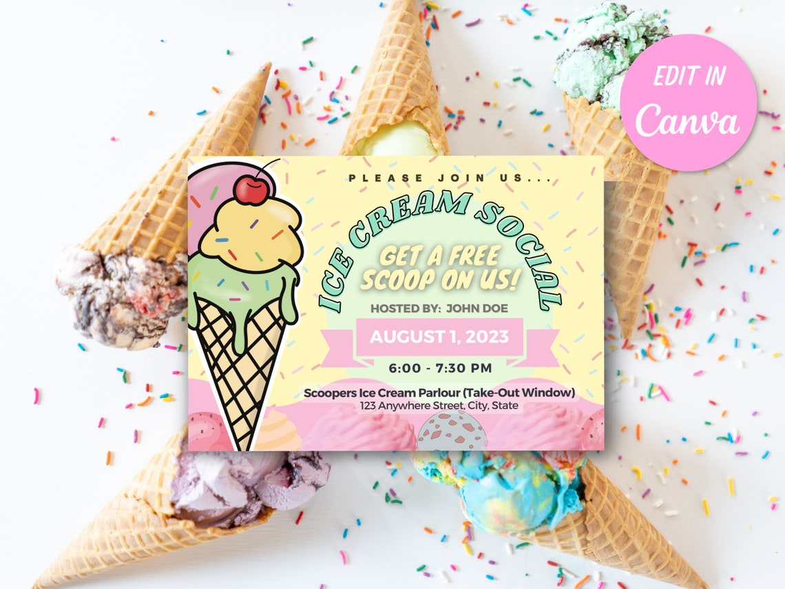 Editable Ice Cream Social Invitation, Client Appreciation Event, Real ...