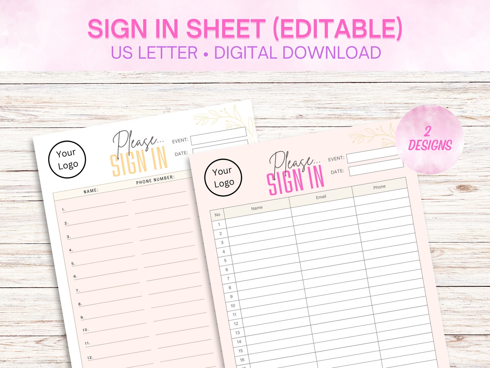 Editable Sign up Sheet, Sign in Sheet, Small Business Sheets, Event ...