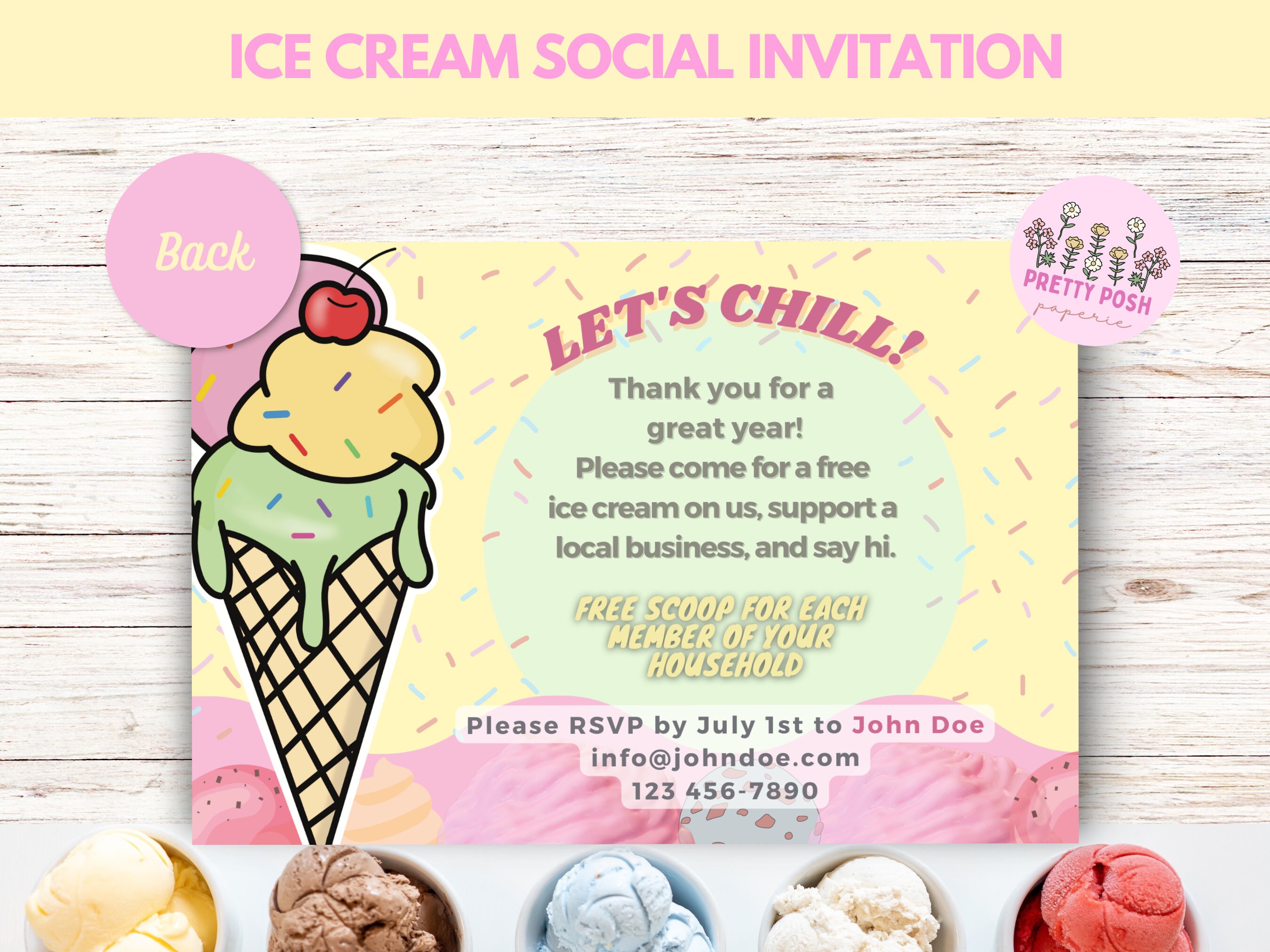 Editable Ice Cream Social Invitation, Client Appreciation Event, Real ...