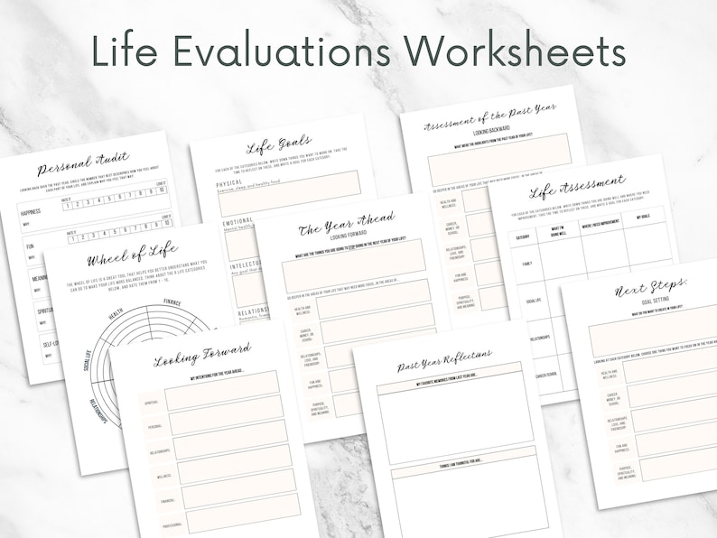 Life Audit Workbook, Journal and Goal Planner, Self Assessment ...