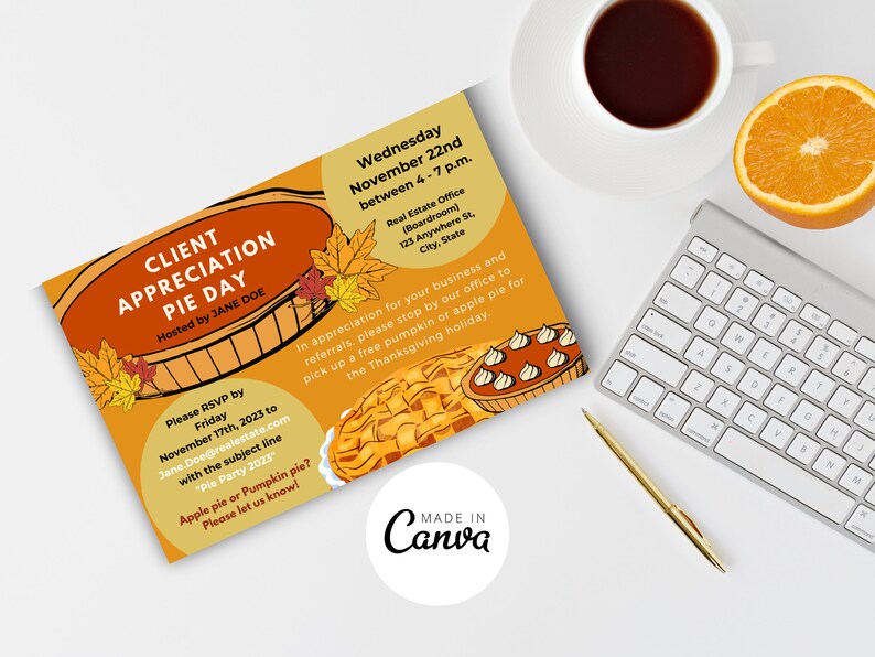 Editable Pie Party Invitation, Pie Day Party, Small Business, Client ...