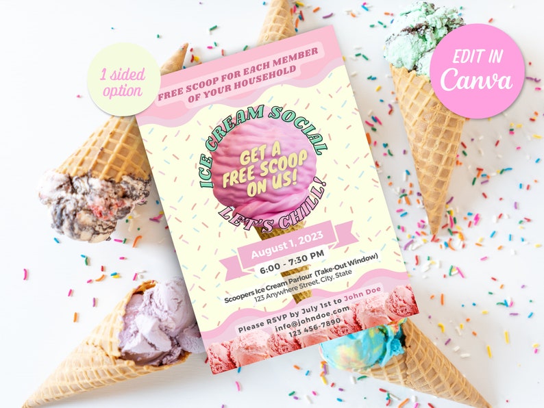 Editable Ice Cream Social Invitation, Save the Date, Client ...