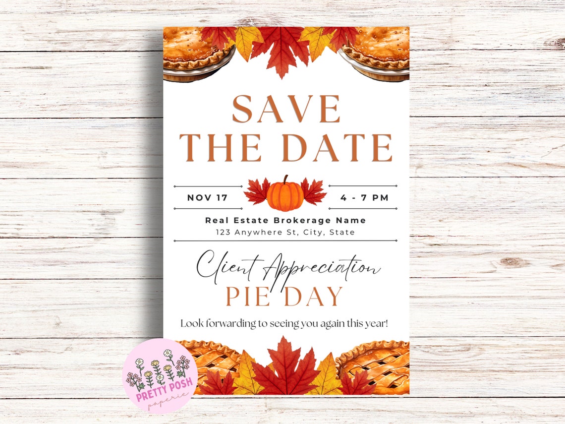 Editable Pie Day Invitation, Pie Party Invitation, Small Business ...
