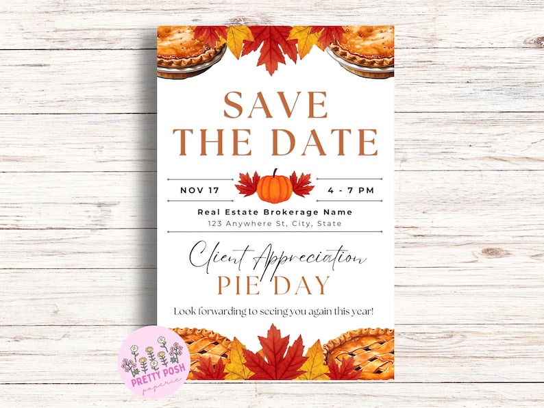 Editable Pie Day Invitation, Pie Party Invitation, Small Business ...