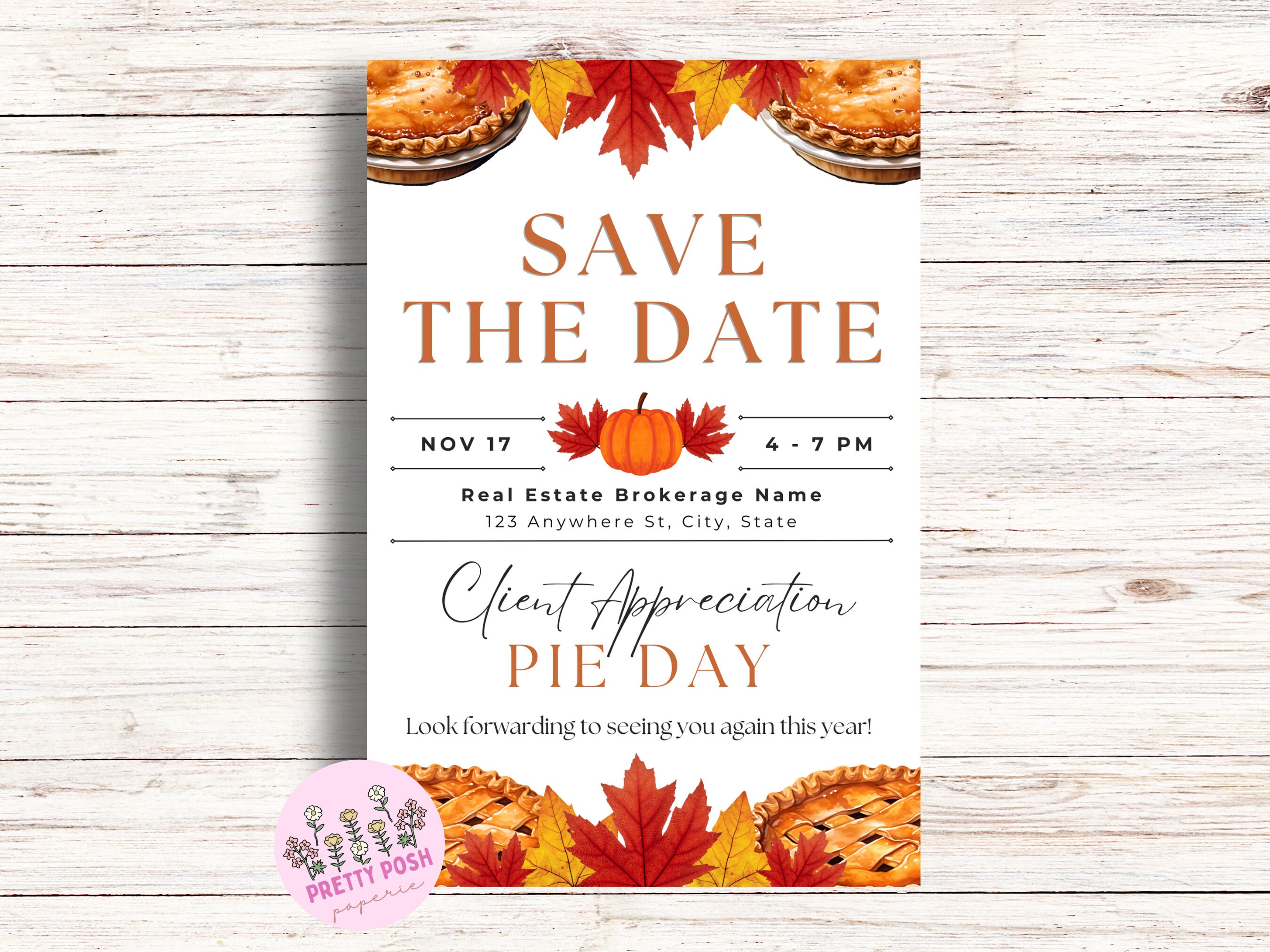 Editable Pie Day Invitation, Pie Party Invitation, Small Business ...