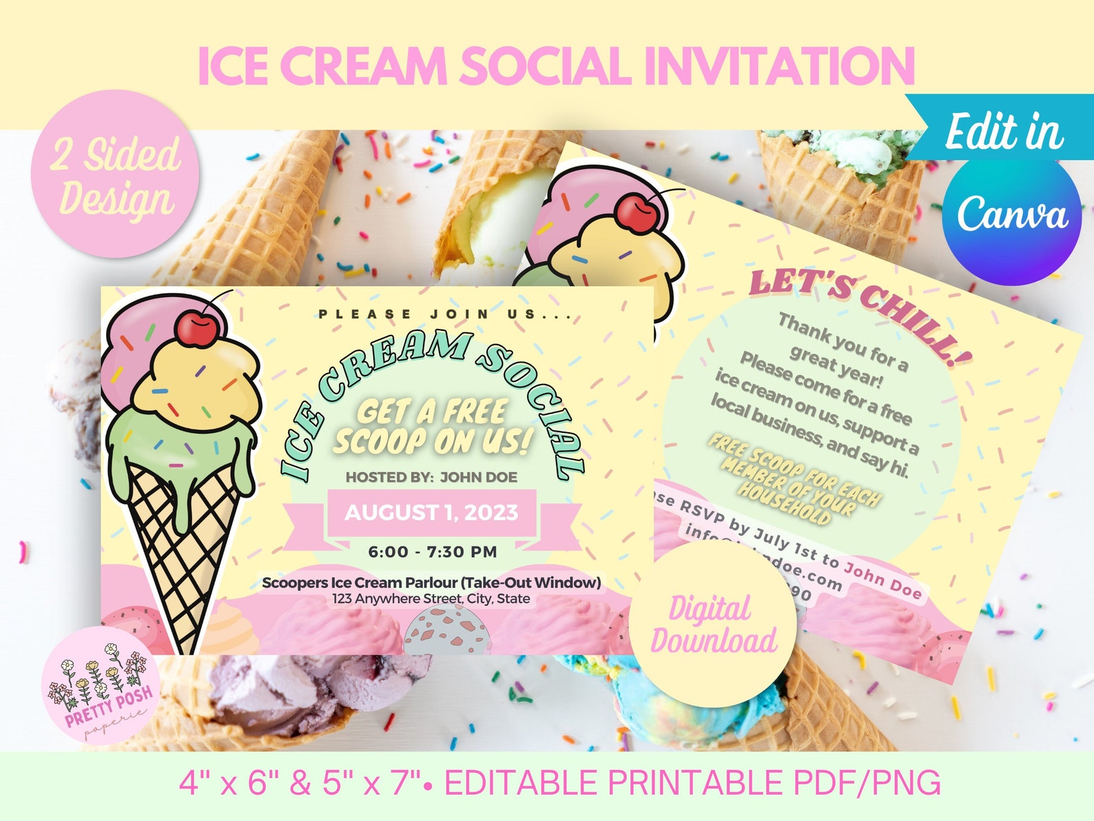 Editable Ice Cream Social Invitation, Client Appreciation Event, Real ...