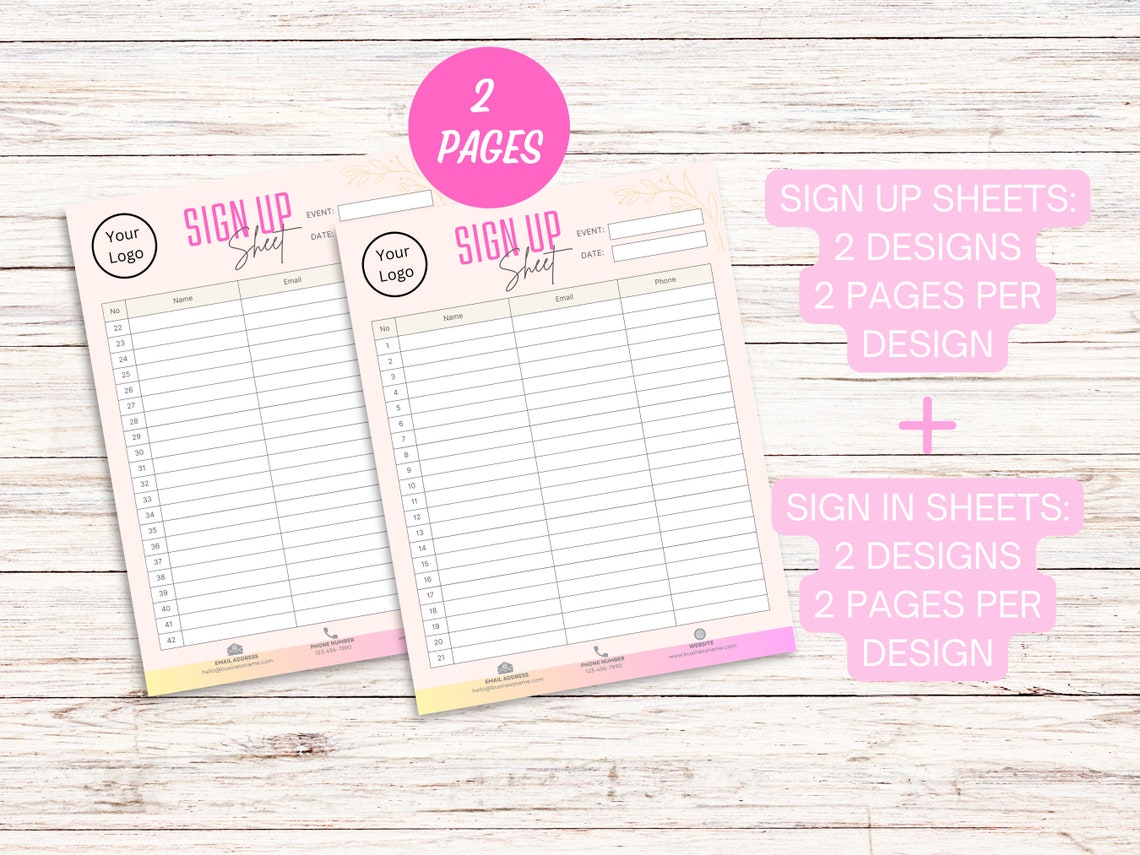 Editable Sign up Sheet, Sign in Sheet, Small Business Sheets, Event ...