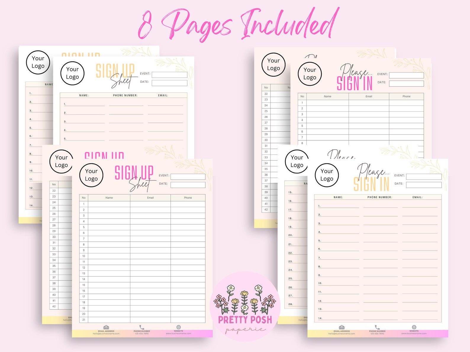 Editable Sign up Sheet, Sign in Sheet, Small Business Sheets, Event ...