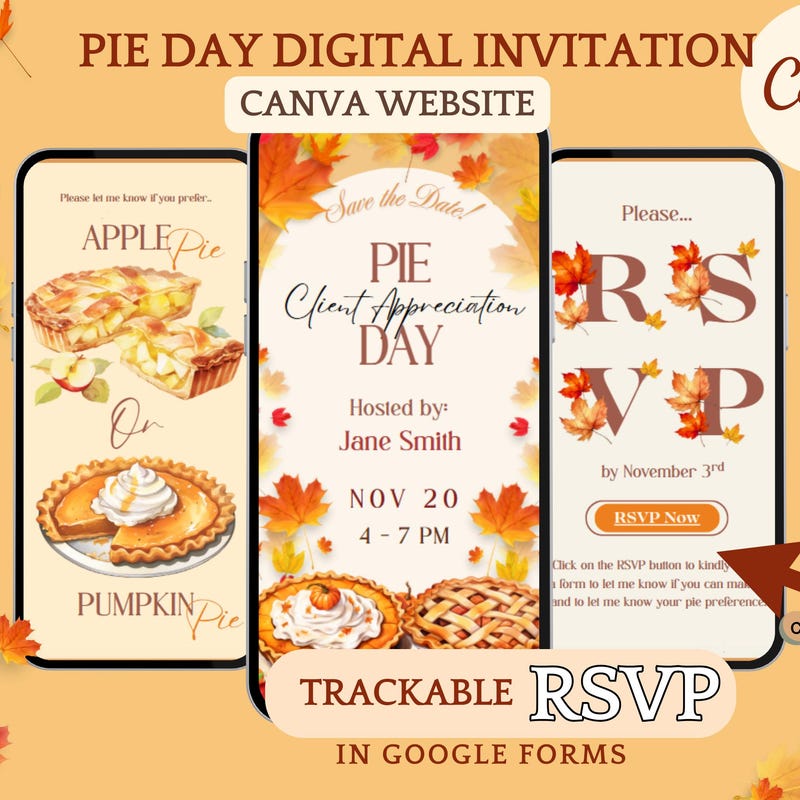 Invite for Pie Event - Etsy