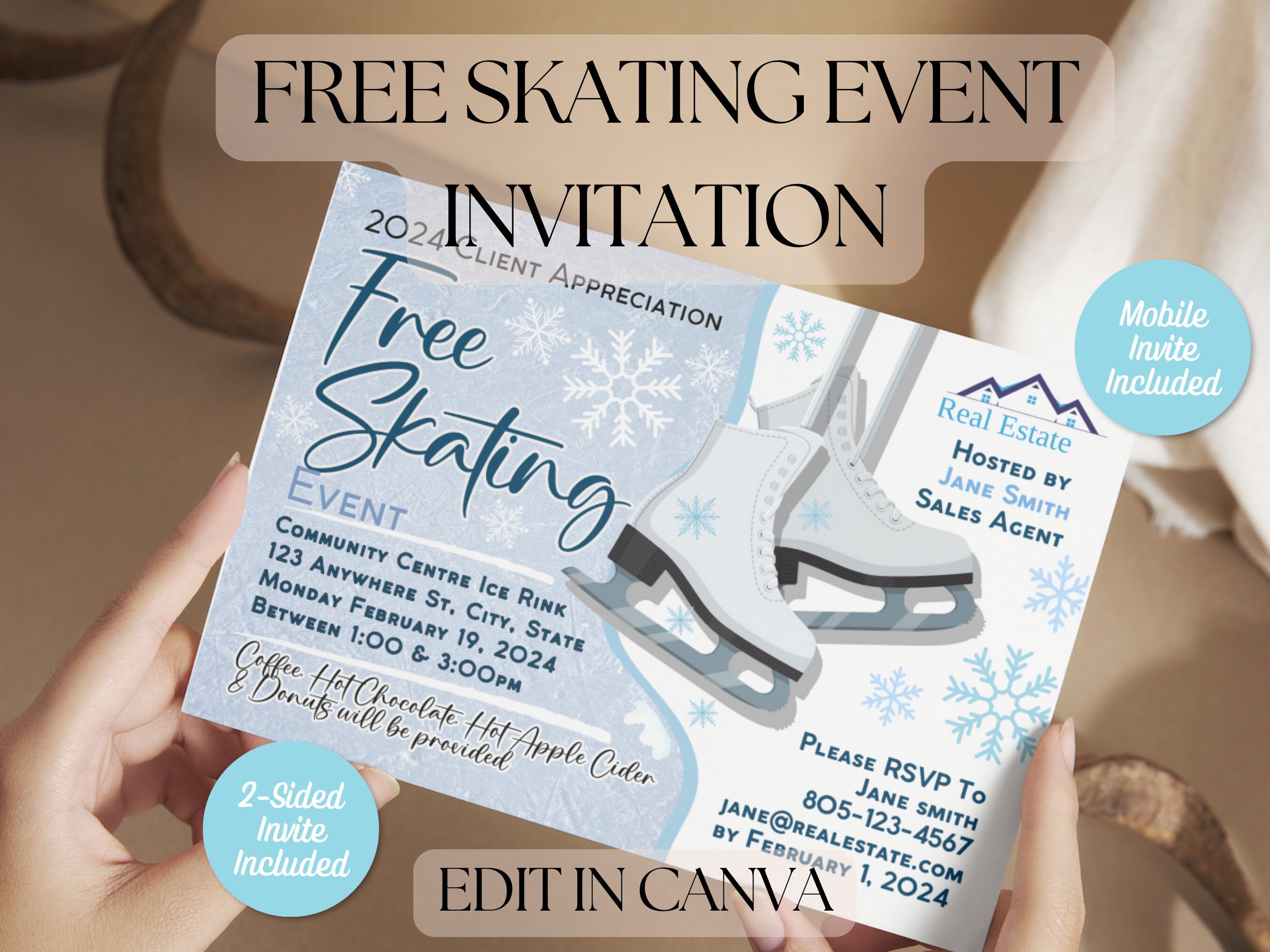 Realtor Skating Party Invitation,client Appreciation Invite,real Estate ...