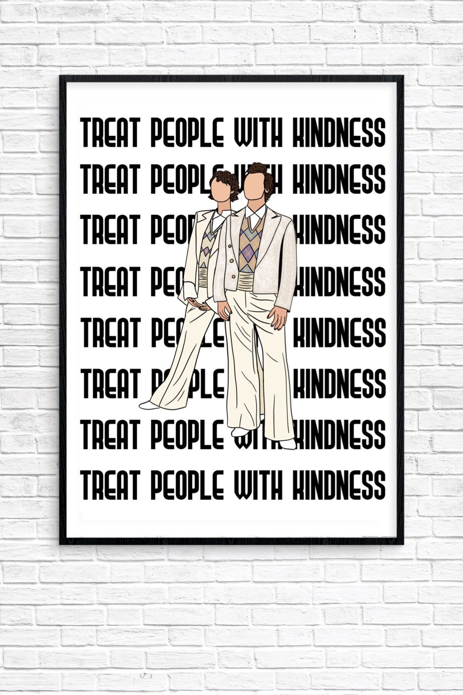 Treat People With Kindness Black and White Poster - Etsy